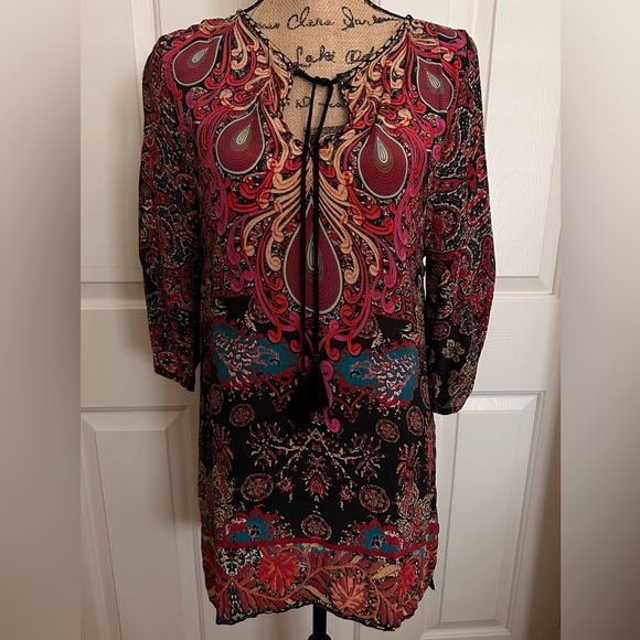 Tolani | Tops | Tolani Teardrop Silk Shift Dress Tunic Xs | Poshmark